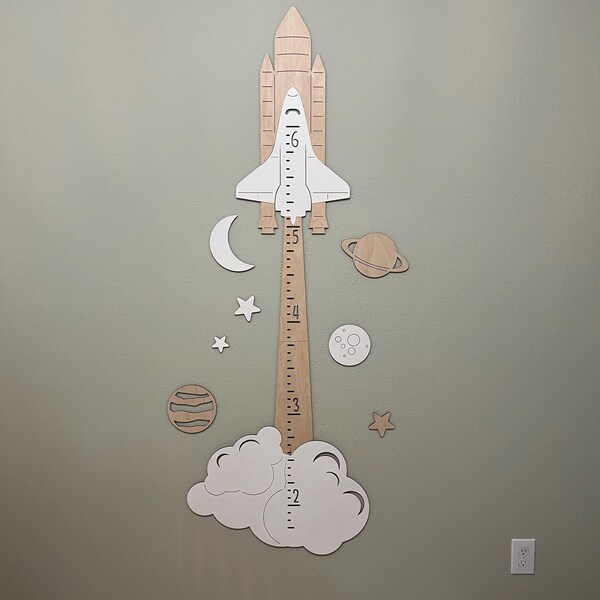 Personalized Space Themed Growth Chart Wooden Growth Chart Rocket Ship ...