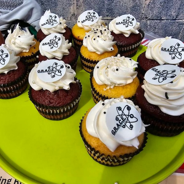 30 Custom Edible 1.25" Mini Cupcake Toppers, Circle Edible Topper ...