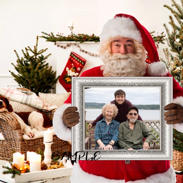Santa Holding Frame Digital Template Christmas Digital Photoshop Santa ...