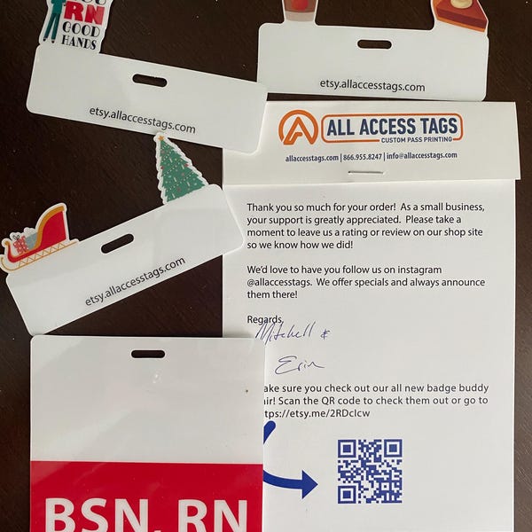 Custom Badge Buddy - Plastic Card Color and Text Customizable - Etsy