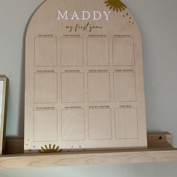 First Year Birthday Board | Monthly Milestone Photo Board |one Year of ...