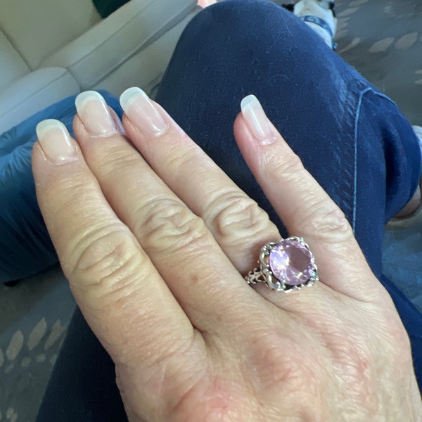 Pink Topaz Ring • Sterling Silver • 6ct Round Simulated or Natural Gem ...