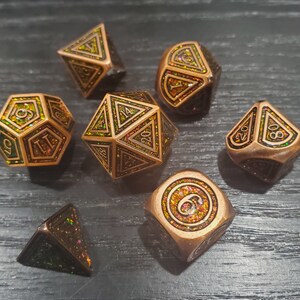 Black Raven Gold Metal Dnd Dice Set Dungeons and Dragons 7 Dice RPG ...