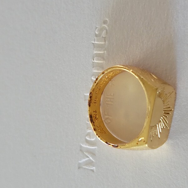 Vermeil Sun Signet Ring 18K Gold – Handcrafted Engraved Statement Ring ...