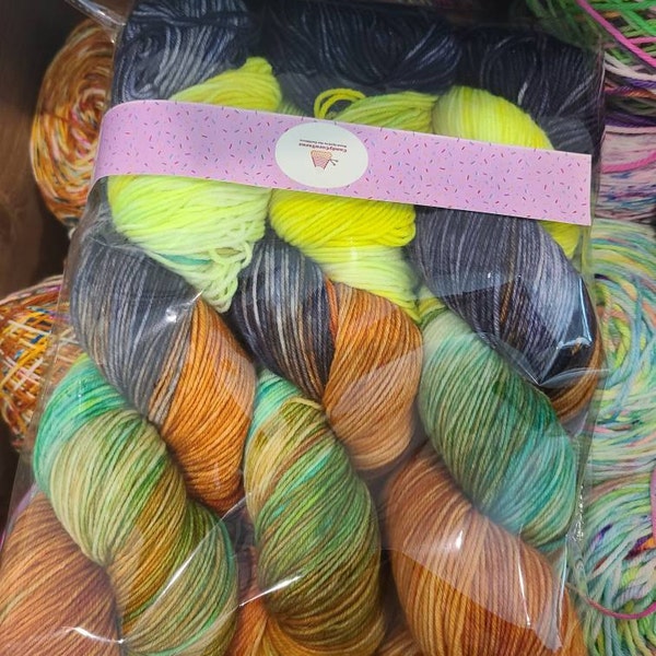 Hand Dyed Pastel Rainbow and Black Sock Yarn - Toucan Sam | Assigned ...