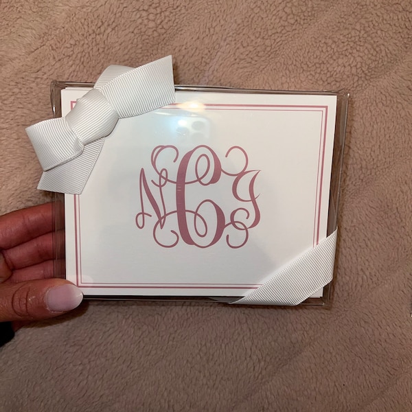 Initial Notecards Monogram Stationary Monogrammed Note Card ...