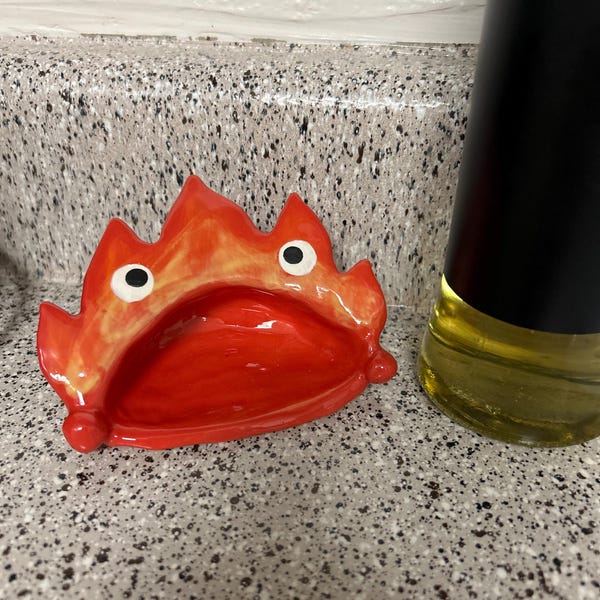 Pre-order Adorable Fire Demon Spirit Spoon Rest Handmade Ceramic ...