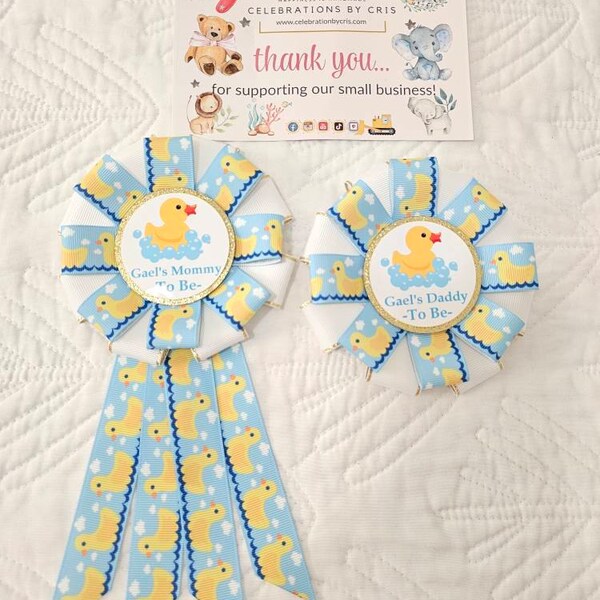 Yellow Ducky Baby Shower, Rubber Duck Mommy to Be Ribbon, Yellow Rubber ...