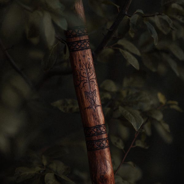 Flower of Scotland-scottish Thistle Hand-carved Walking Stick/ritual ...
