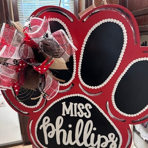 Paw Print School Pride, Wide Paw Door Hanger, Mascot Door Hanger ...