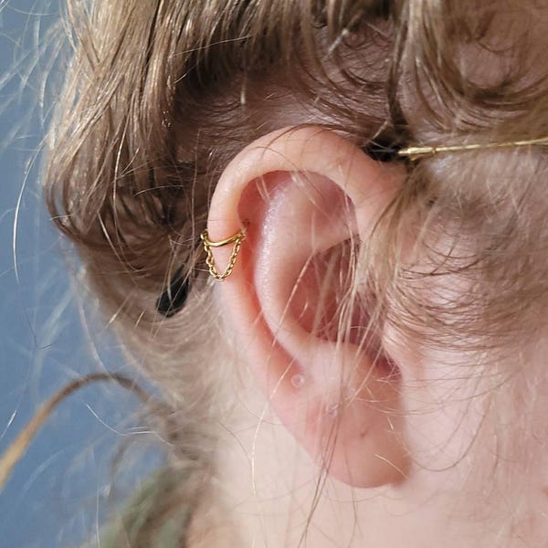 Dainty Triple Chain Pink Ruby CZ Helix Piercing, Cartilage Piercing 20g ...