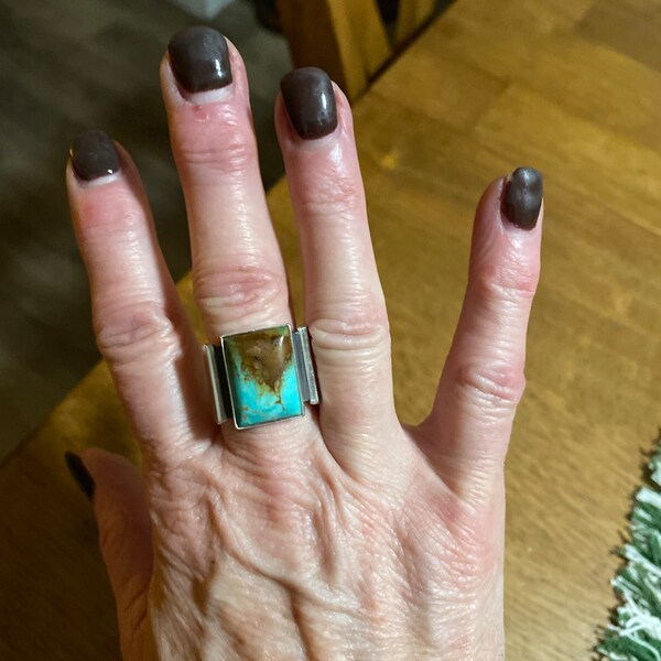 Beth Dutton Inspired Turquoise and Sterling Silver Large Statement Ring ...