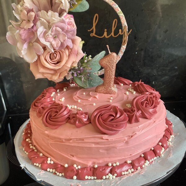 Liberty Floral Cake Topper - Birthday Cake Topper, First Birthday ...