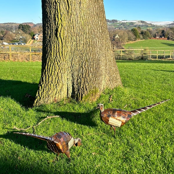 Metal Pheasant Garden Ornament Sculpture Art - Handmade Recycled Metal ...