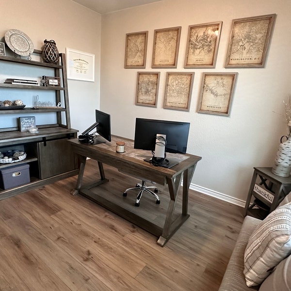 Set of 3 ANY CITY Vintage Map Posters | Personalized Antique Map Prints ...