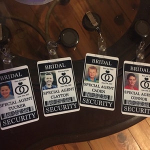 SET OF 2 Ring Security ID Badges With Badge Reels Wedding Ring Bearer ...