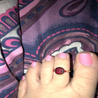 Ruby Toe Ring, Ruby Ring, Red Glass Lentil Bead, Red Beads, Gold ...