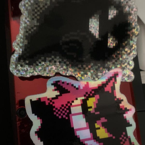 Holographic Pixel Gengar Sticker | Gen 2 Retro Pokemon Vinyl Decal ...