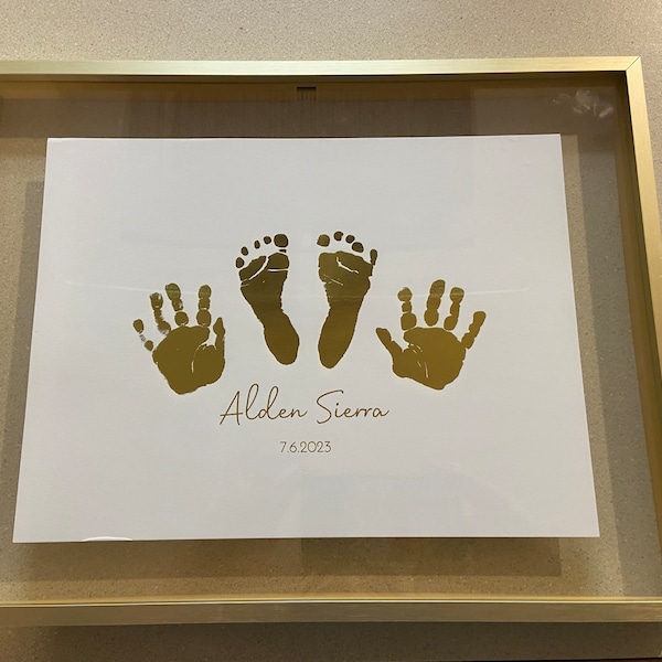 Mimi Adores Baby Handprint Footprint Keepsake Treasured in Real Foil ...