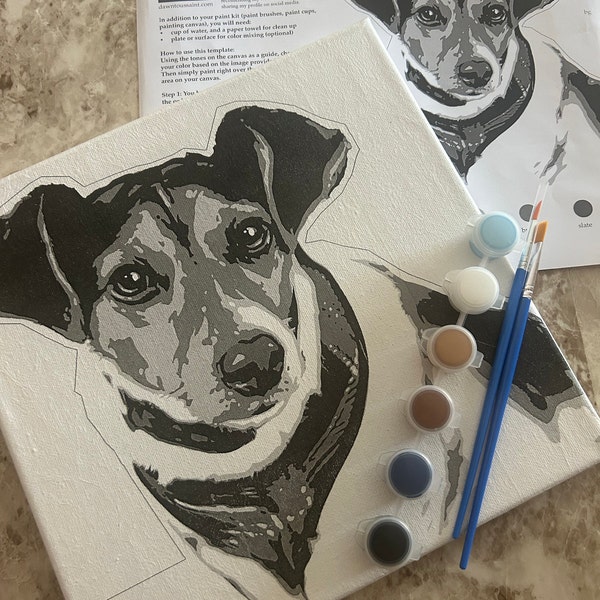 Custom DIY Paint Kit Featuring Your Pet, Personalized Paint by Numbers ...