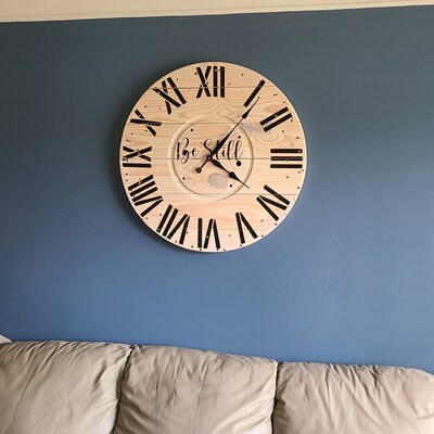 Farmhouse Wood Spool Wall Clock 20 to 36 IN Round Wooden Clock ...