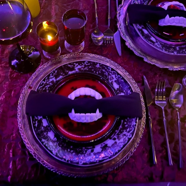 Halloween Themed Vampire Teeth Napkin Rings - Dracula Dinner Party ...