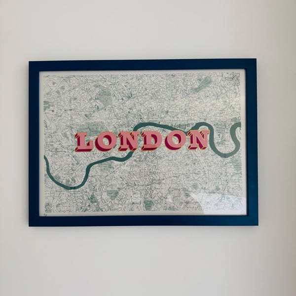 London Map Pink 5 Colour Screen Print (small) - Etsy
