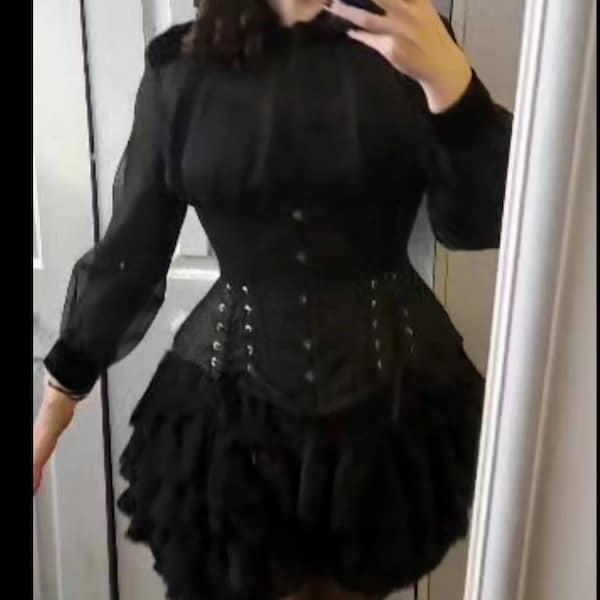 Heavy Duty Steel Boned Underbust Corset With Hip Ties Waist Training ...