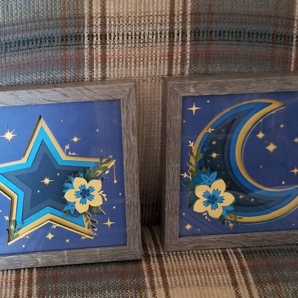 3D Moon Welcome Shadow Box, Floral Svg, 3D Mandala, Flower Shadow Box ...