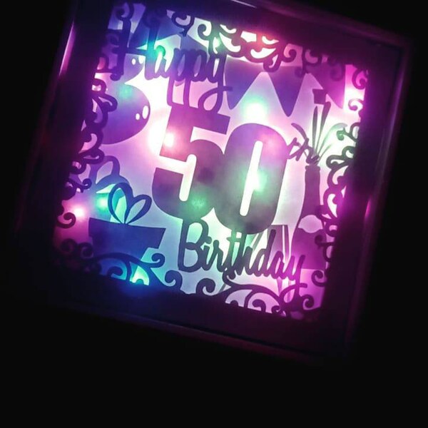 Happy 50th Birthday Shadow Box SVG PDF PNG Paper Cutting Instant ...
