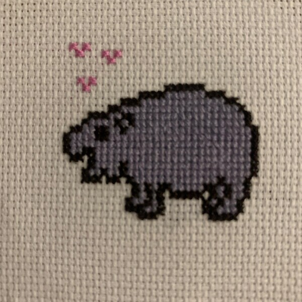 Tiny Hippo Cross Stitch Pattern - Etsy