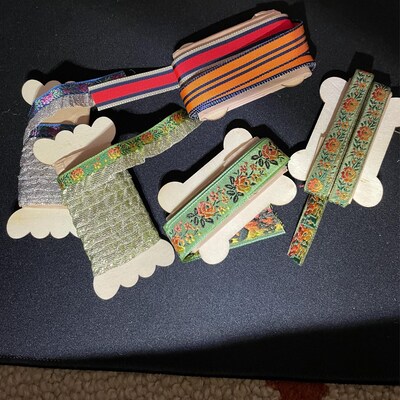 3/4 Vintage French Black Jacquard Ribbon Trim Embroidered Orange ...