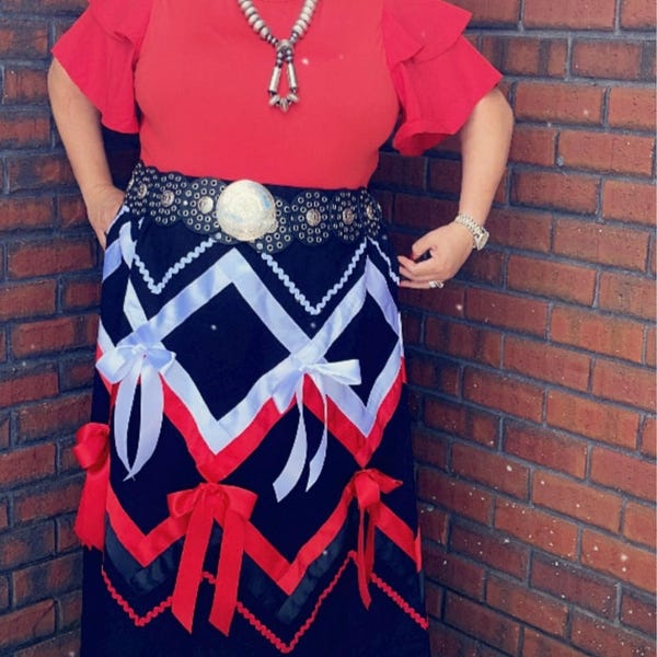 Keep Us Together Print Blue Ribbon Skirt - Etsy