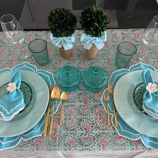 Barbie Luxury Table Mats Placemats Napkins Set Cotton Cloth Embroidered ...