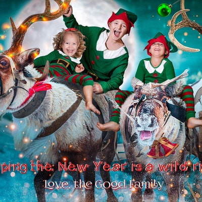 Christmas Digital Smiling Reindeer Flying Reindeer Games - Etsy