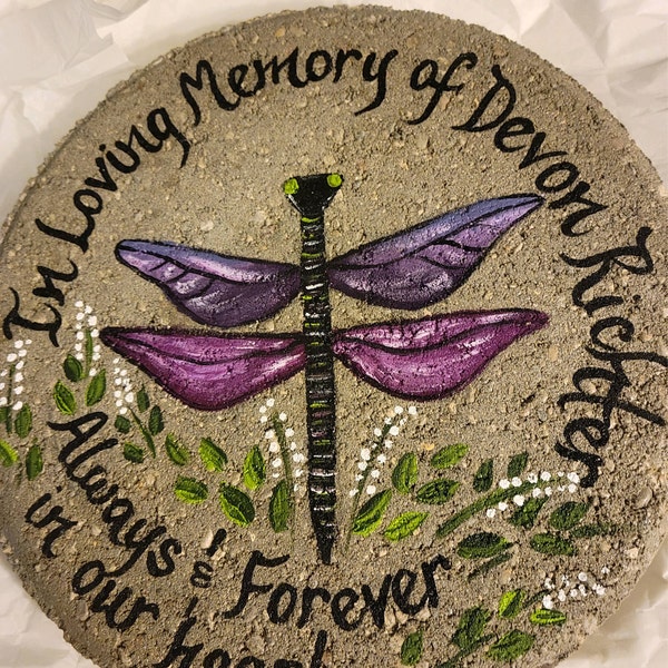 DRAGON FLY MEMORIAL Stone, Penne Dragonfly, Memorial Garden Stone ...