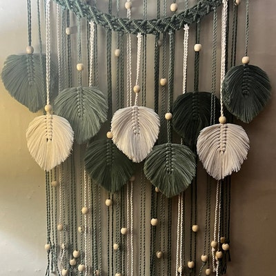 Macrame Leaf Wall Hanging, Macrame Large Art, Boho Decoration, Decor ...