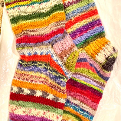 Cute Hand Knitted Scrappy Socks Made From Cozy Wool - Etsy