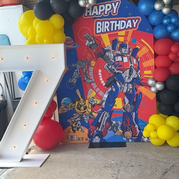 Optimus Prime Theme Birthday Backdrop – Transformers Party Wall ...