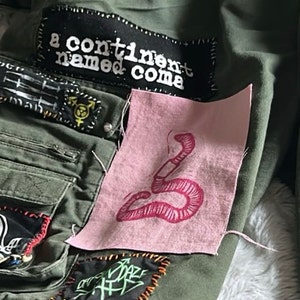 Sneaky Snake Linocut Linen Patch, Punk Patches, Block Print, Snek ...