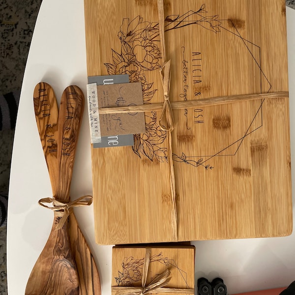Custom Chopping Board, Personalized Cutting Board Gift Set - Custom ...