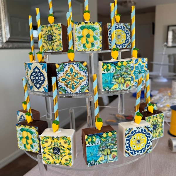 Mediterranean Tile Toppers Italian Ceramic Edible Images Positano Lemon ...