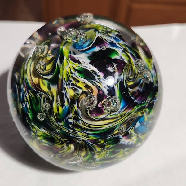 Northern Lights-rd / Hand Blown Glass Paperweights - Etsy