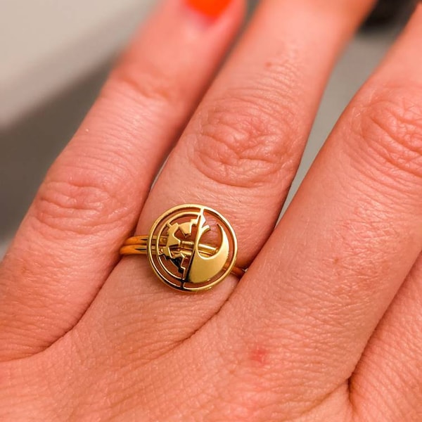 Star Wars Double Rebel/empire Ring, Gold Silver 925 Star Wars Ring,jedi ...