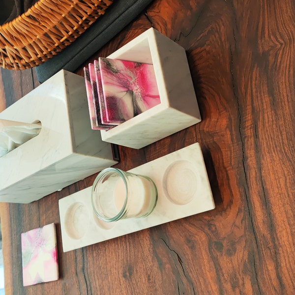 Natural Marble Trinket Box With Gold Cover, Cotton Box , Marble Box ...