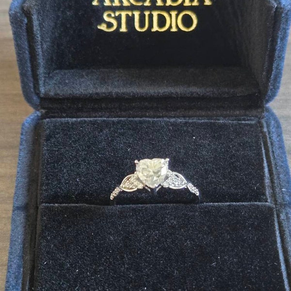 Unique Moissanite Engagement Ring Heart Cut Ring Infinity Ring Solid ...