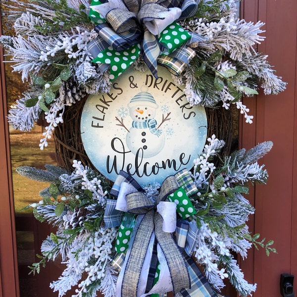 12 Inch Metal Snowman Welcome Sign, Christmas Sign, Metal Christmas ...