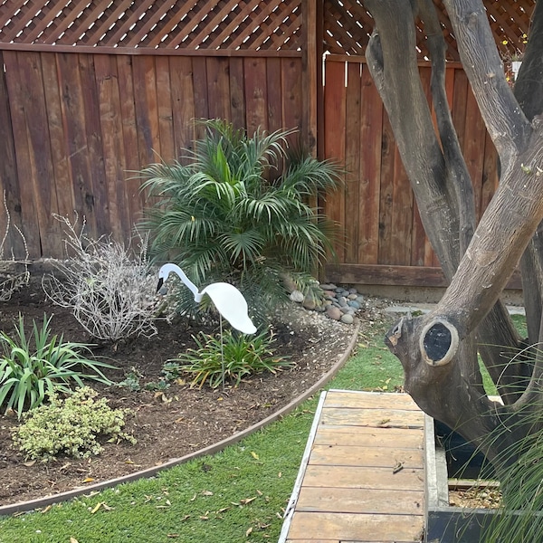 1 Large Egret Black Beak Bobbing Bird PVC Dancing Balancing Sculpture ...