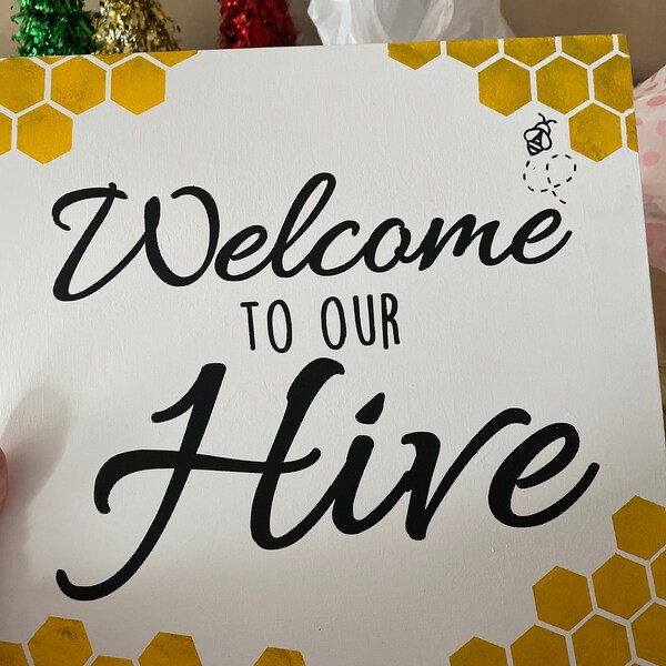Welcome to Our Hive Sign, Wood Sign, Bee Decor, Bumble Bee Sign - Etsy