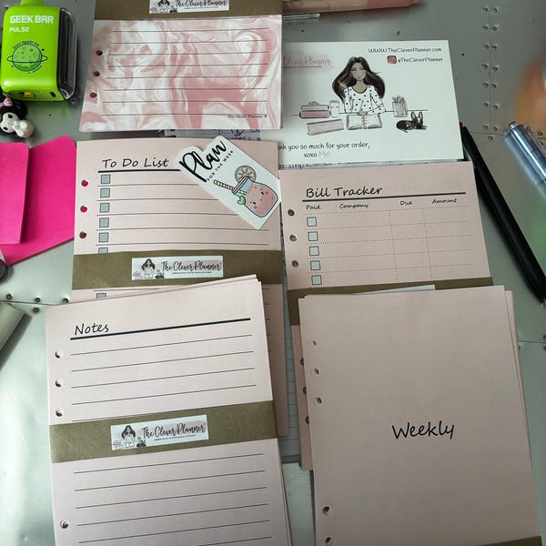 PRINTED Bill Tracker Planner Insert Refills Pink Blush for Your Pm Mm ...